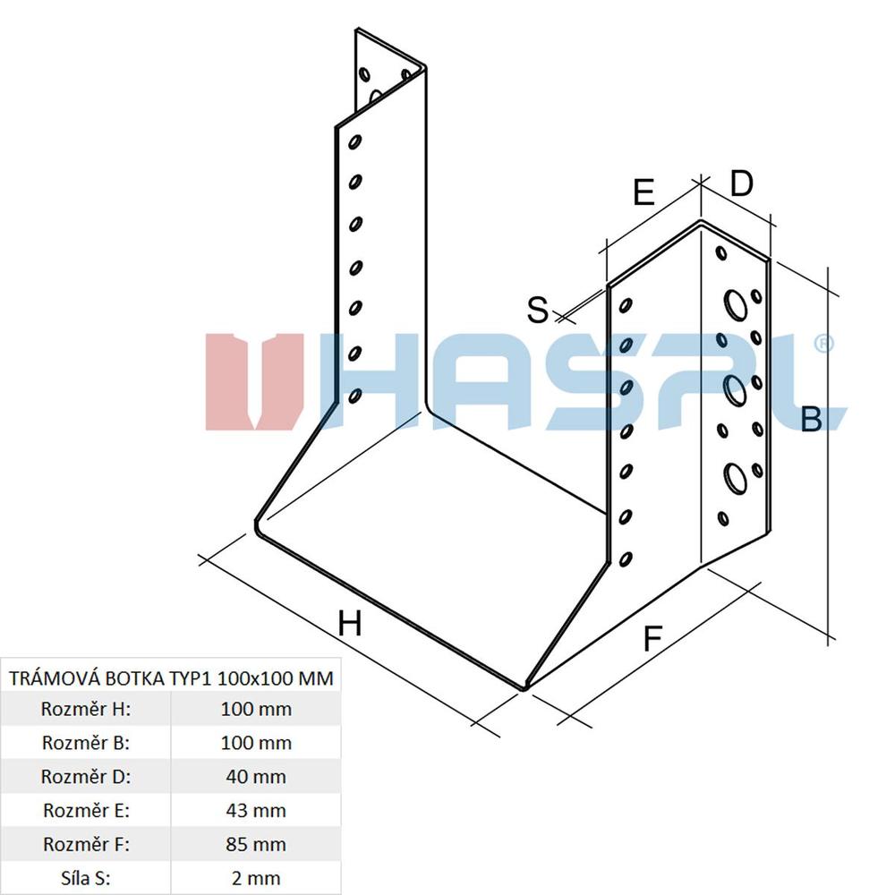 Trámová botka typ1 100 x 120 mm | Dřevocentrum CZ